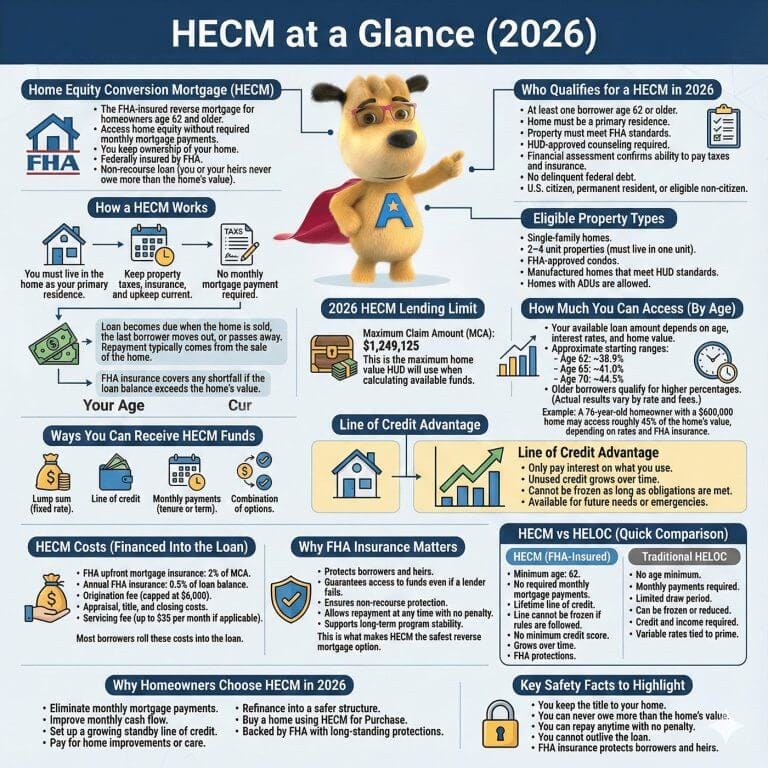 HECM Reverse Mortgage 2026: How It Works, Limits & Costs